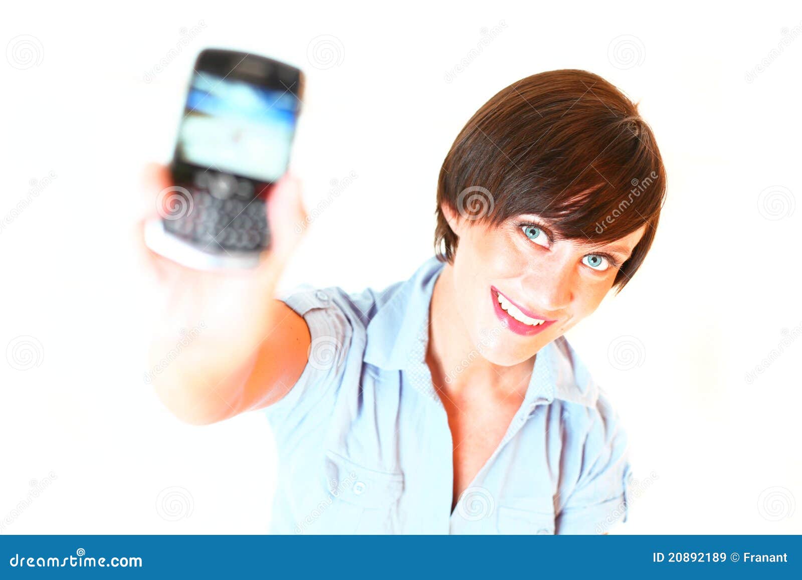Young Woman Showing Cellphone Cut Out Stock Image - Image of girls ...