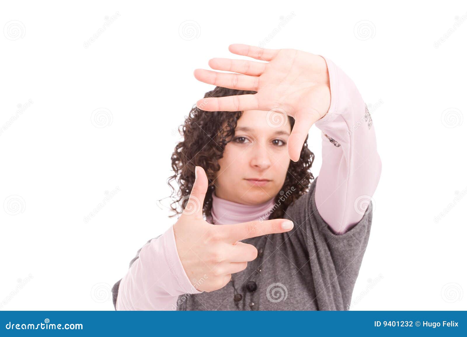 Young Woman Showing Framing Hand Gesture Stock Photo - Image of casual ...