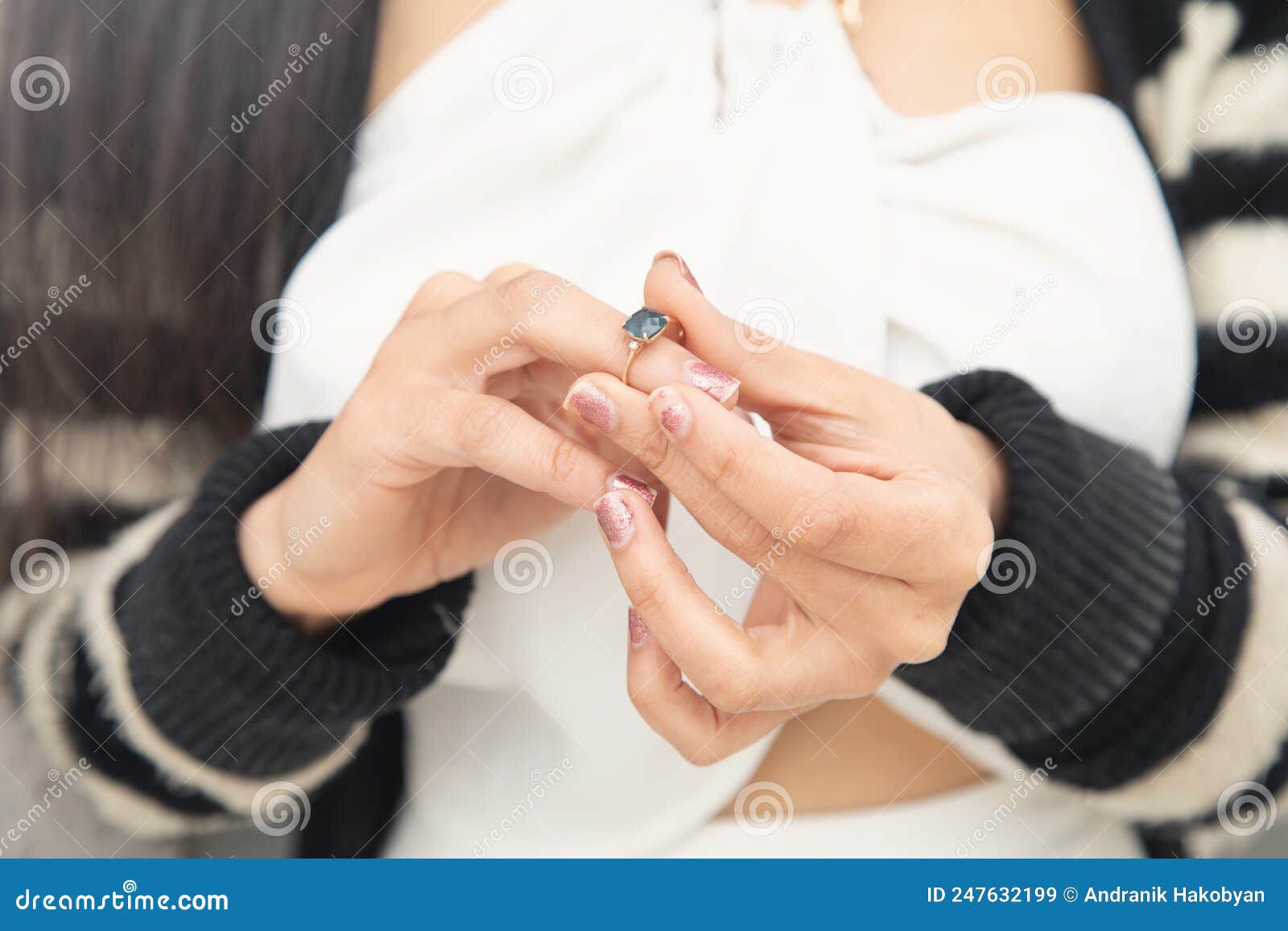 Young Woman Showing Her Engagement Ring Stock Image - Image of casual ...