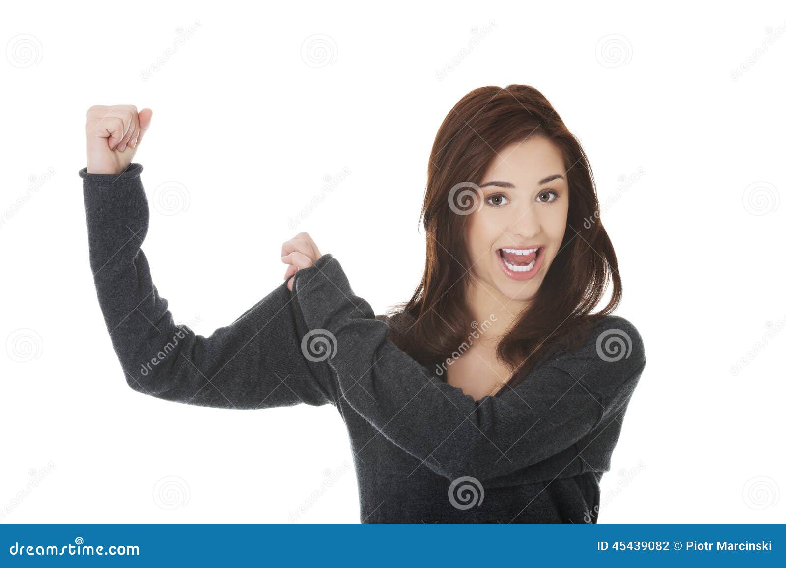 Young Woman Showing Her Strength Stock Photo - Image of bicep, strong ...