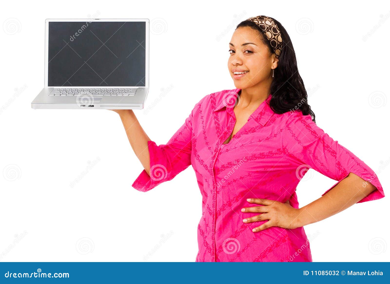 Young woman showing laptop stock photo. Image of connection - 11085032