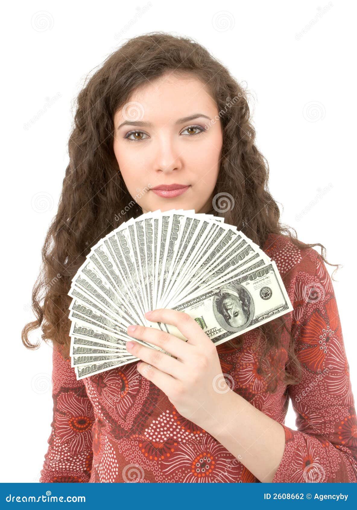 Young woman showing money stock photo. Image of females - 2608662