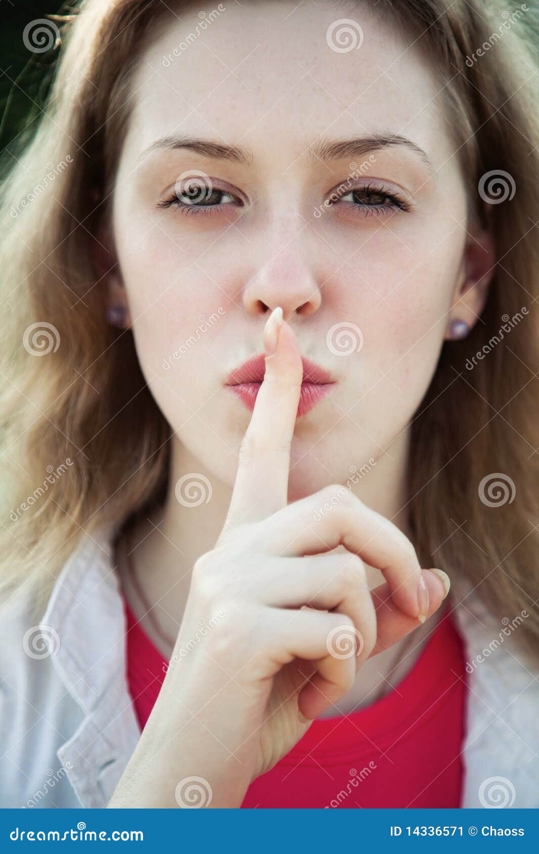 Young Woman Showing Quiet Sign Stock Image - Image of adult ...