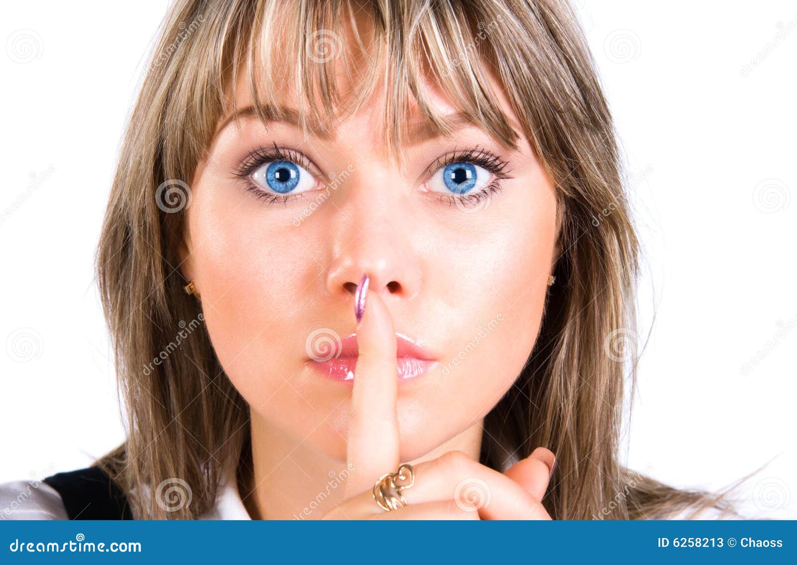 Young Woman Showing Quiet Sign Stock Image - Image of handsign, lips ...