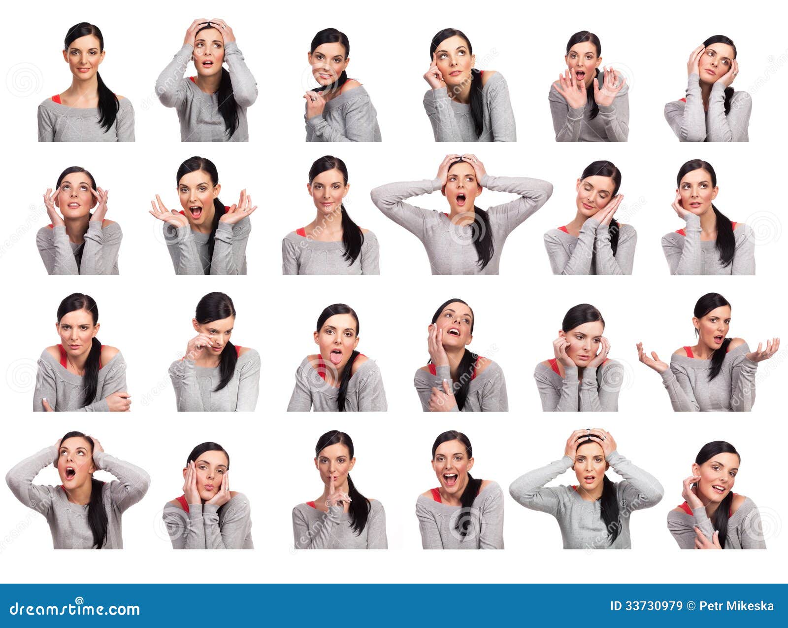 Young Woman Showing Several Expressions, Isolated Stock Image - Image ...
