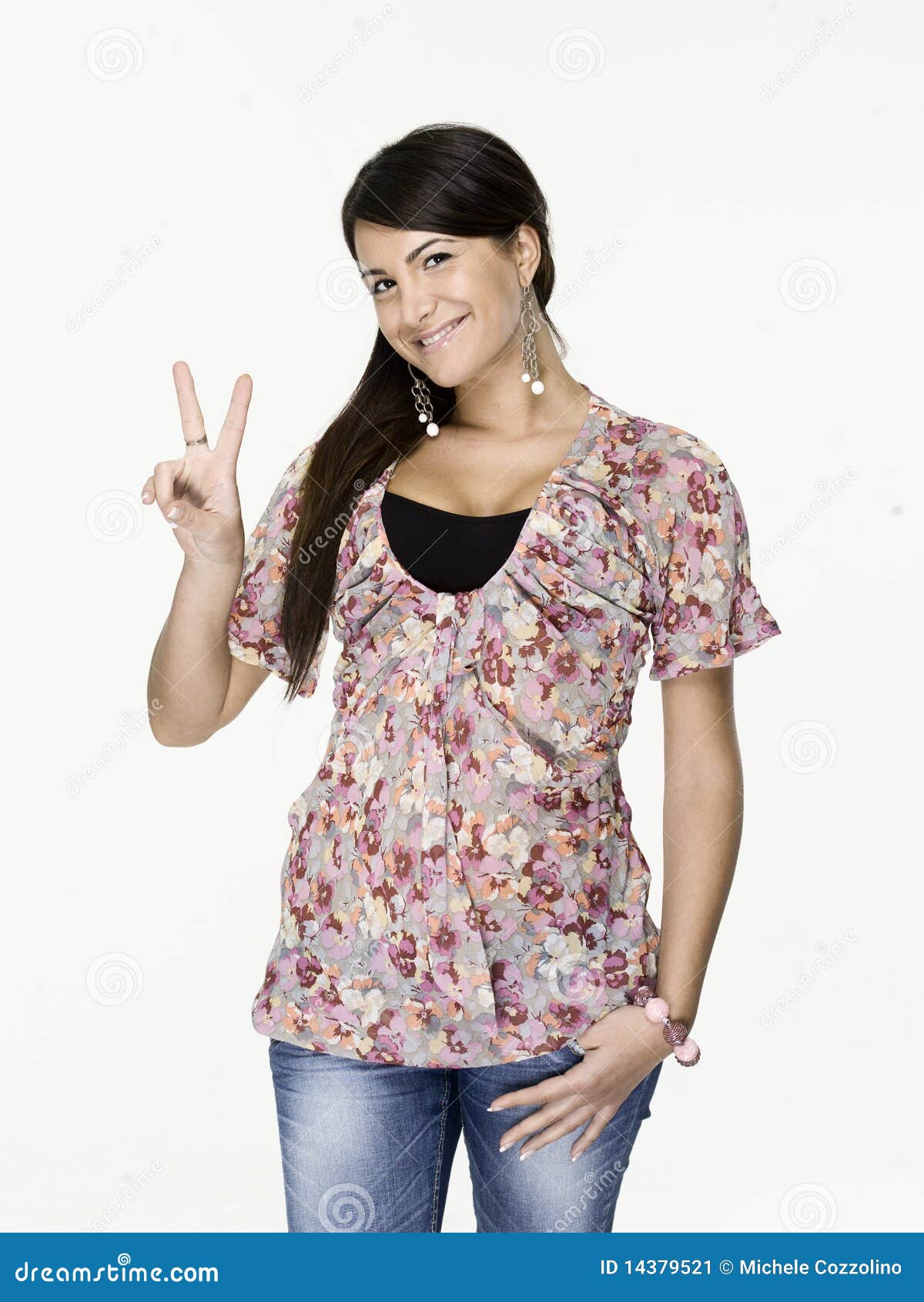 Young Woman Showing Victory Sign Stock Image - Image of gesture, peace ...