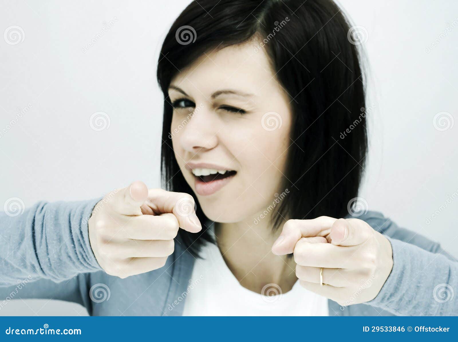 Young woman shows fingers stock photo. Image of view - 29533846
