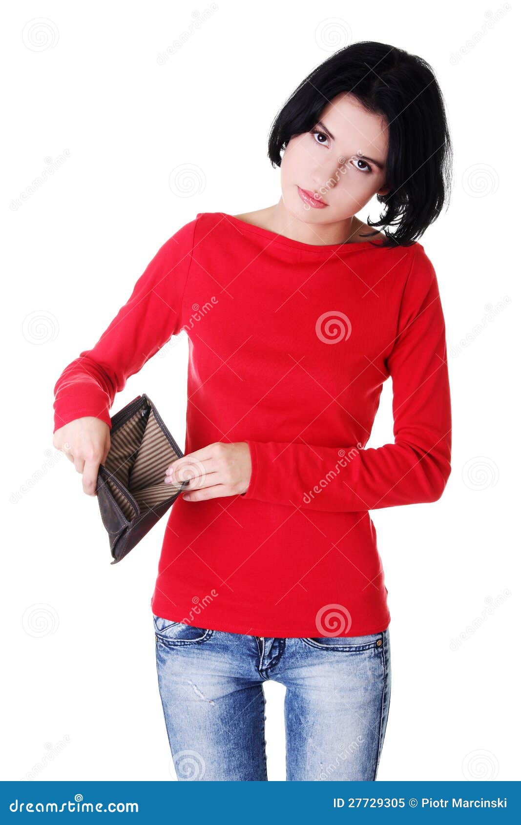 Young Woman Shows Her Empty Wallet. Stock Image - Image of depression ...