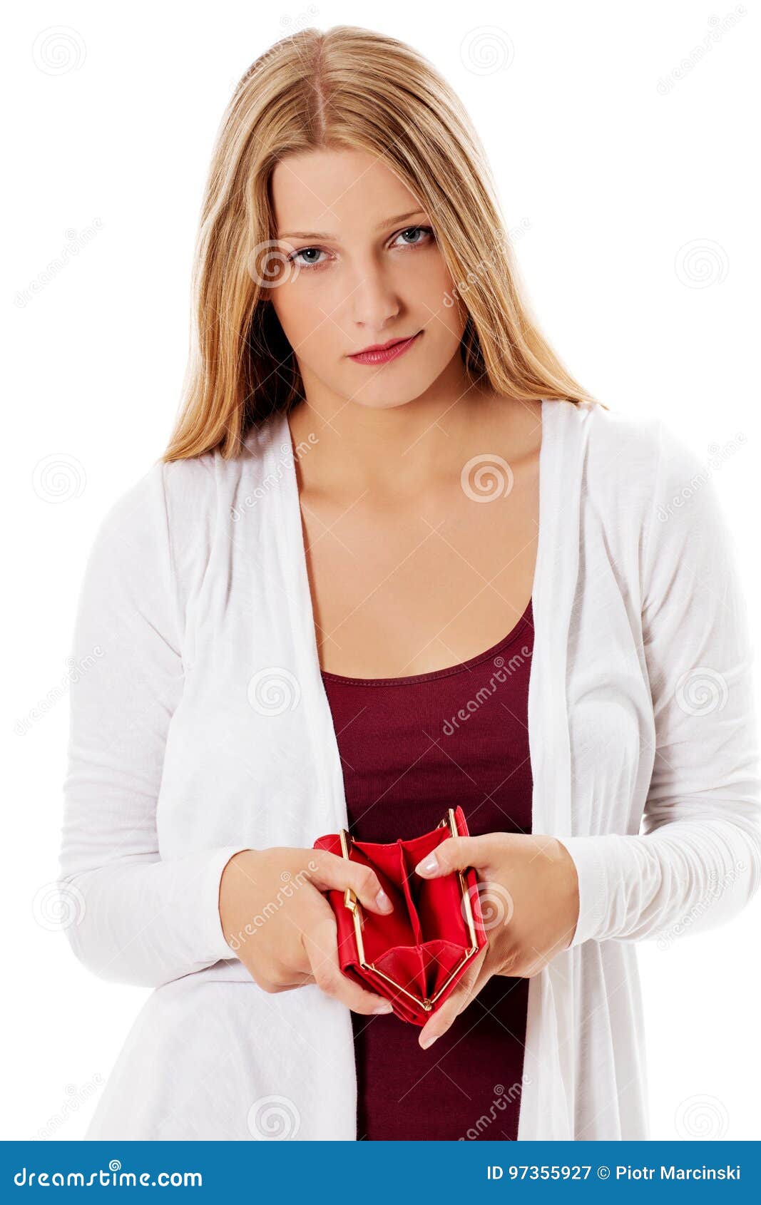 Young Woman Shows Her Empty Wallet. Bankruptcy Stock Image - Image of ...