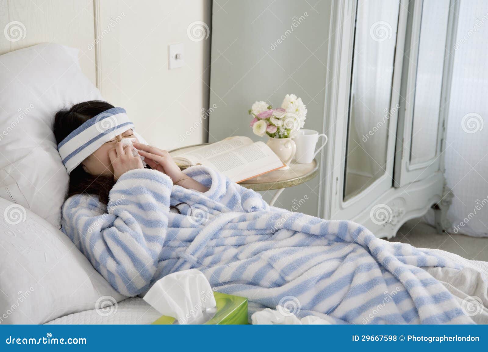Young Woman Sick in Bed stock photo. Image of suffering - 29667598