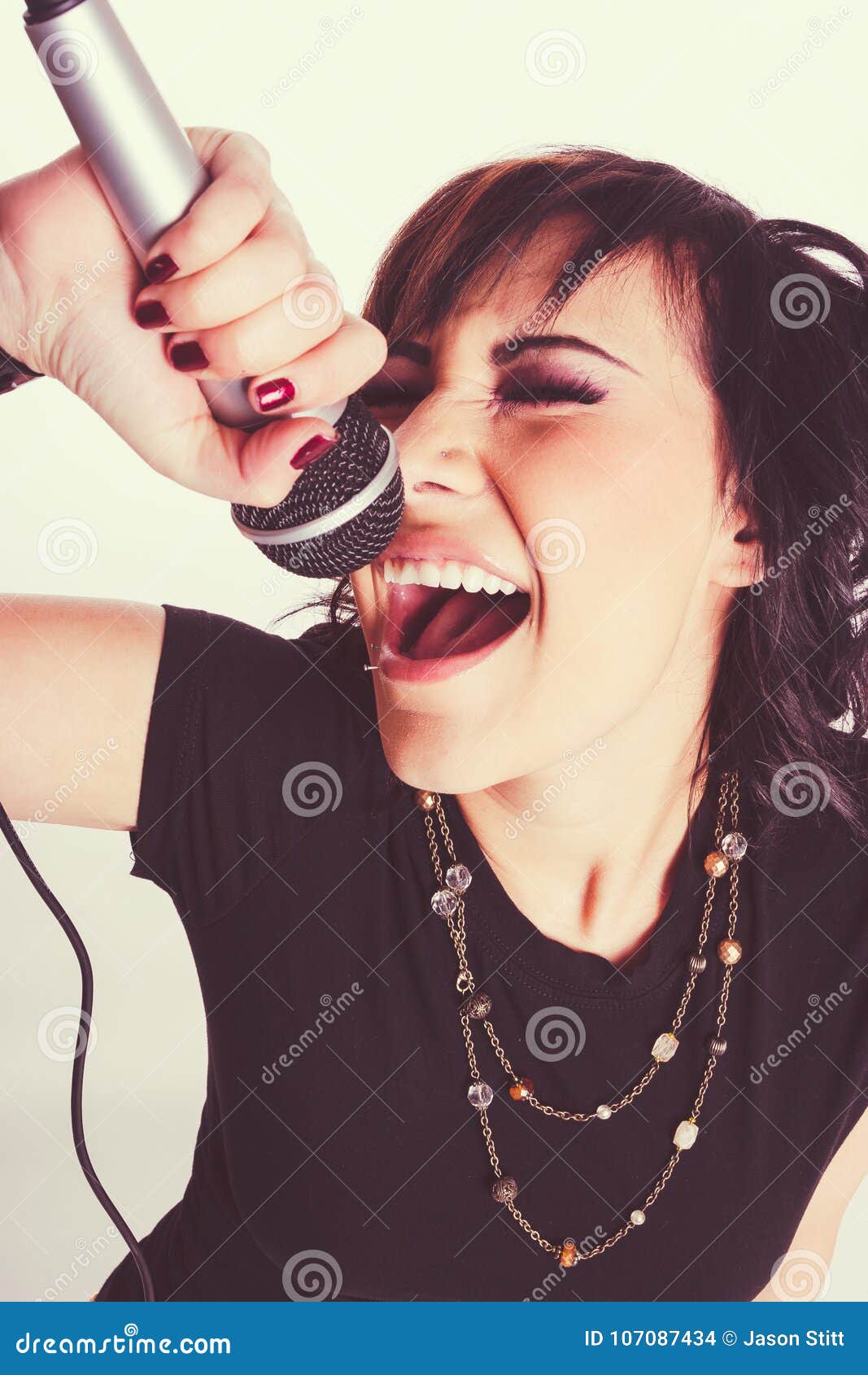 Microphone Singing Woman stock photo. Image of microphone - 107087434