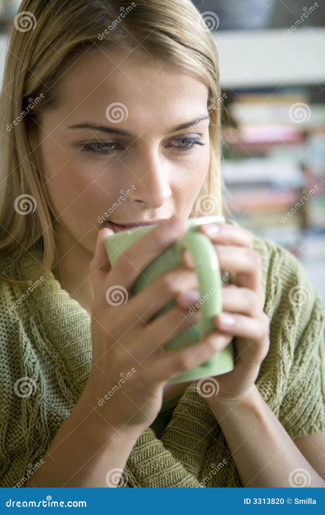 A Young Woman Sipping Coffee Stock Photo - Image of friendship, cute ...