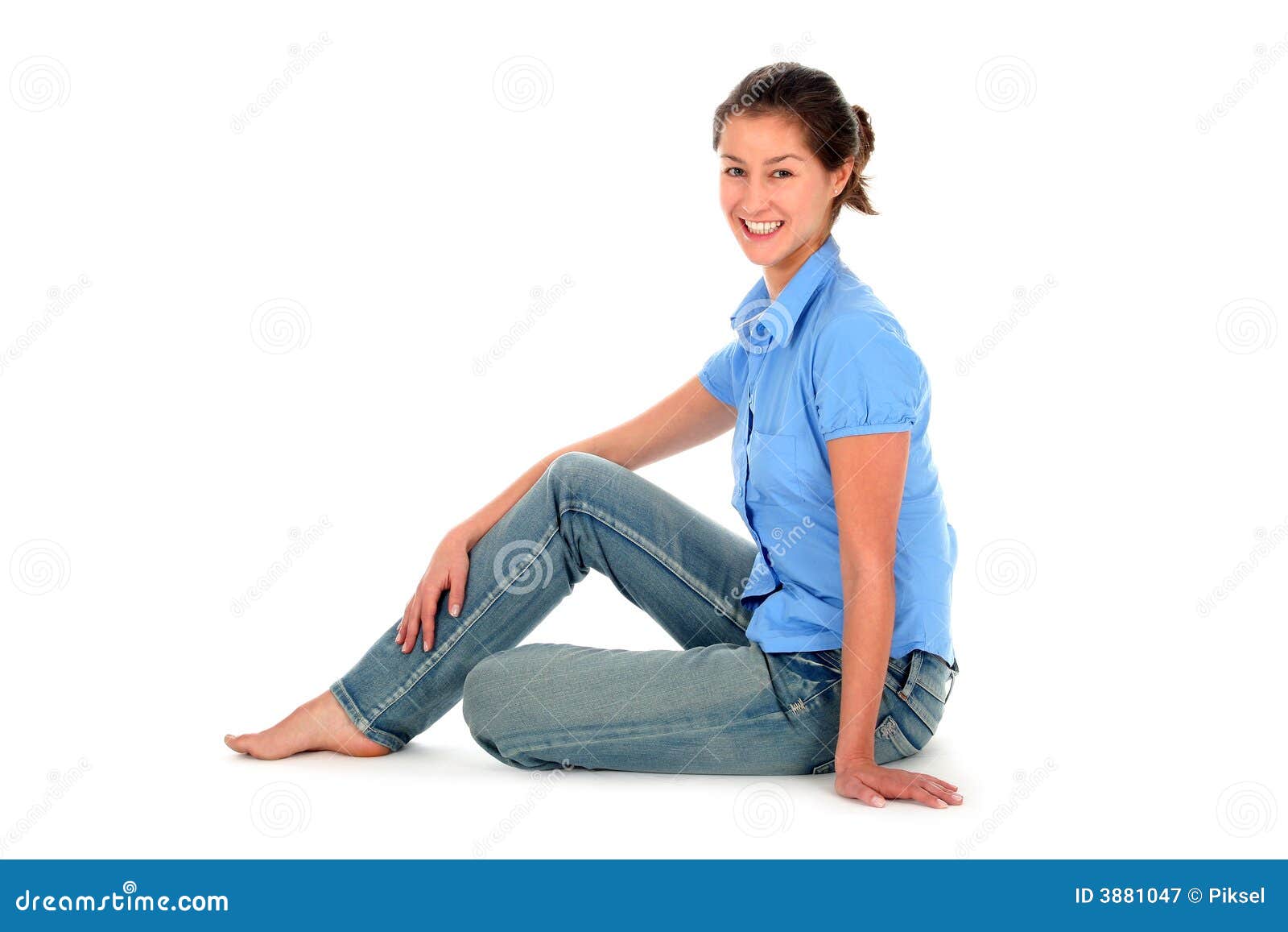 Young woman sitting stock image. Image of beauty, happy - 3881047