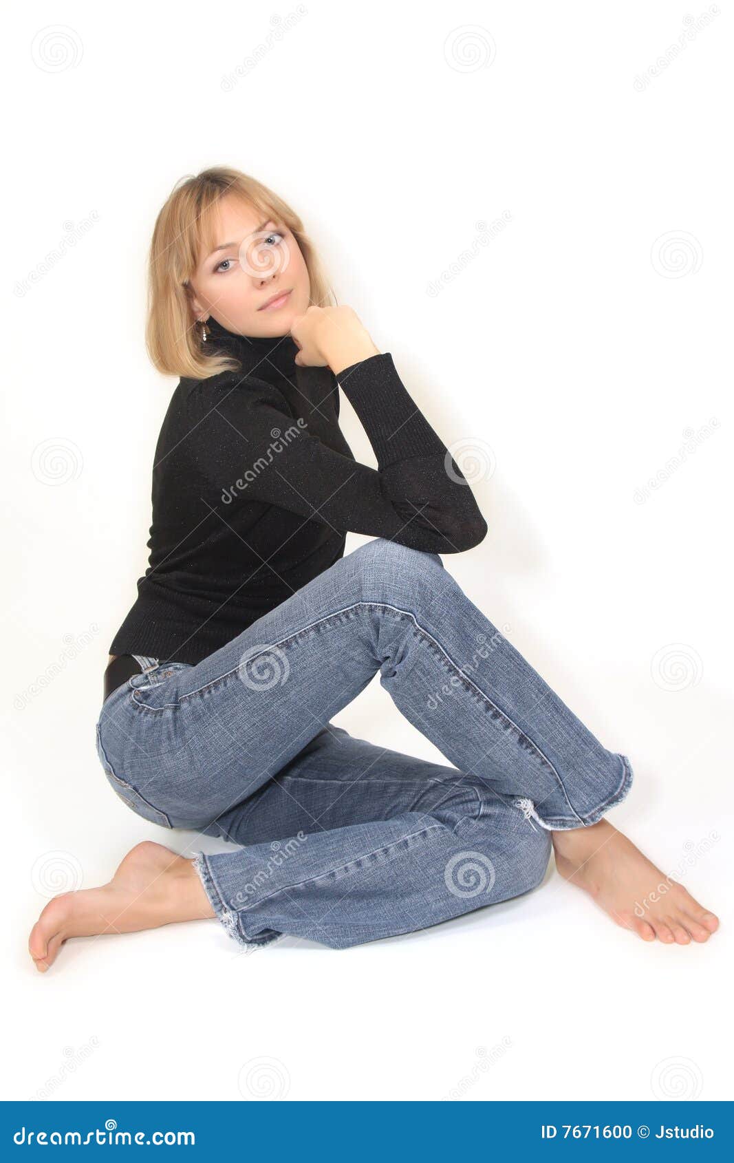 Young woman sitting stock photo. Image of female, casual - 7671600