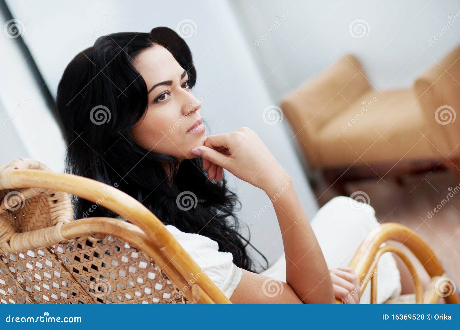 Young Woman Sitting in the Chear Stock Photo - Image of care, girl ...
