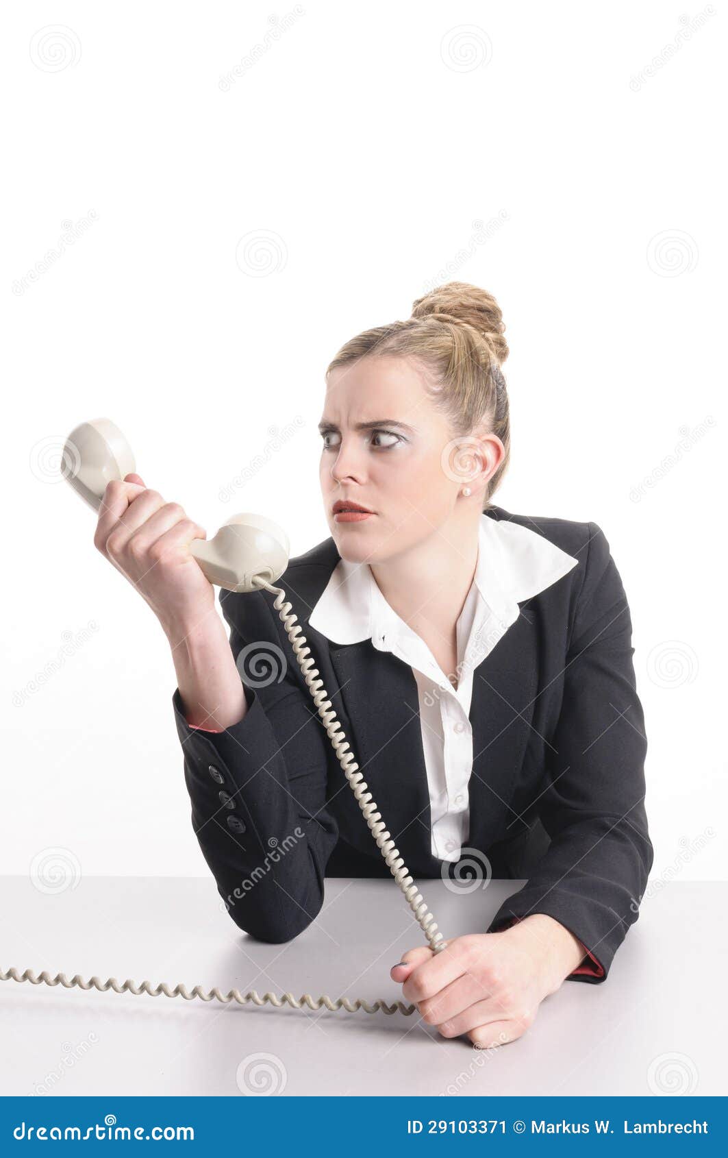 Young Woman Sitting at the Computer Annoyed Stock Image - Image of ...