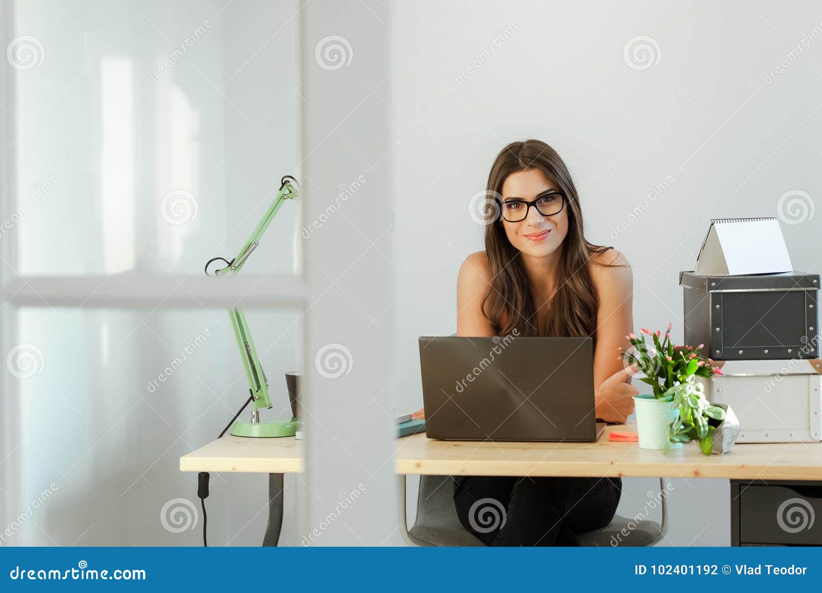 Business Casual Woman Sitting at Desk Working Stock Photo - Image of ... Business Casual Woman Sitting at Desk Working Stock Photo - Image of ...