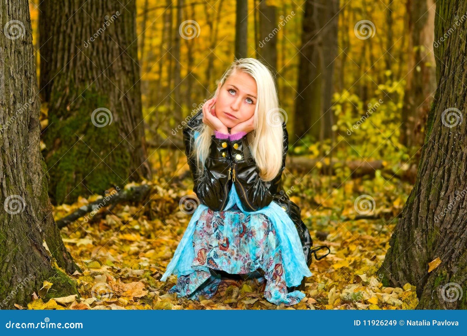 Young Woman Sitting on the Ground Stock Image - Image of female, young ...