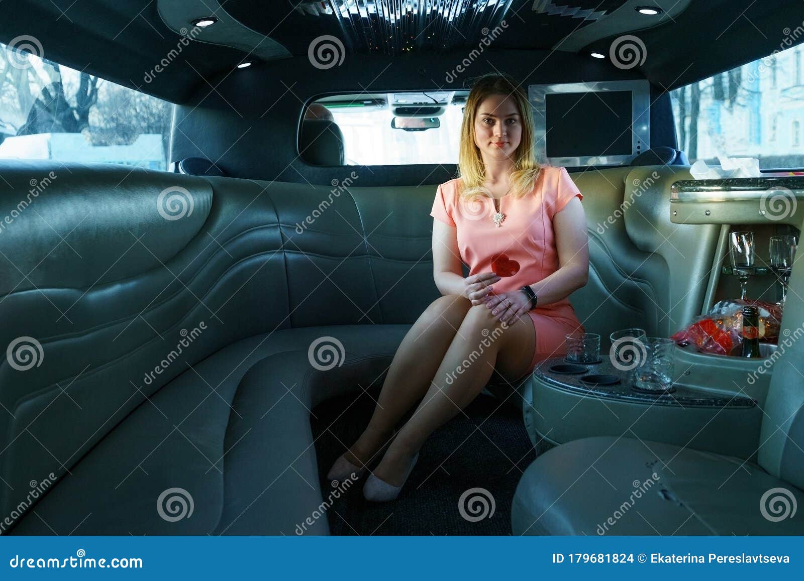 A Young Woman is Sitting in a Limousine Stock Photo - Image of business ...