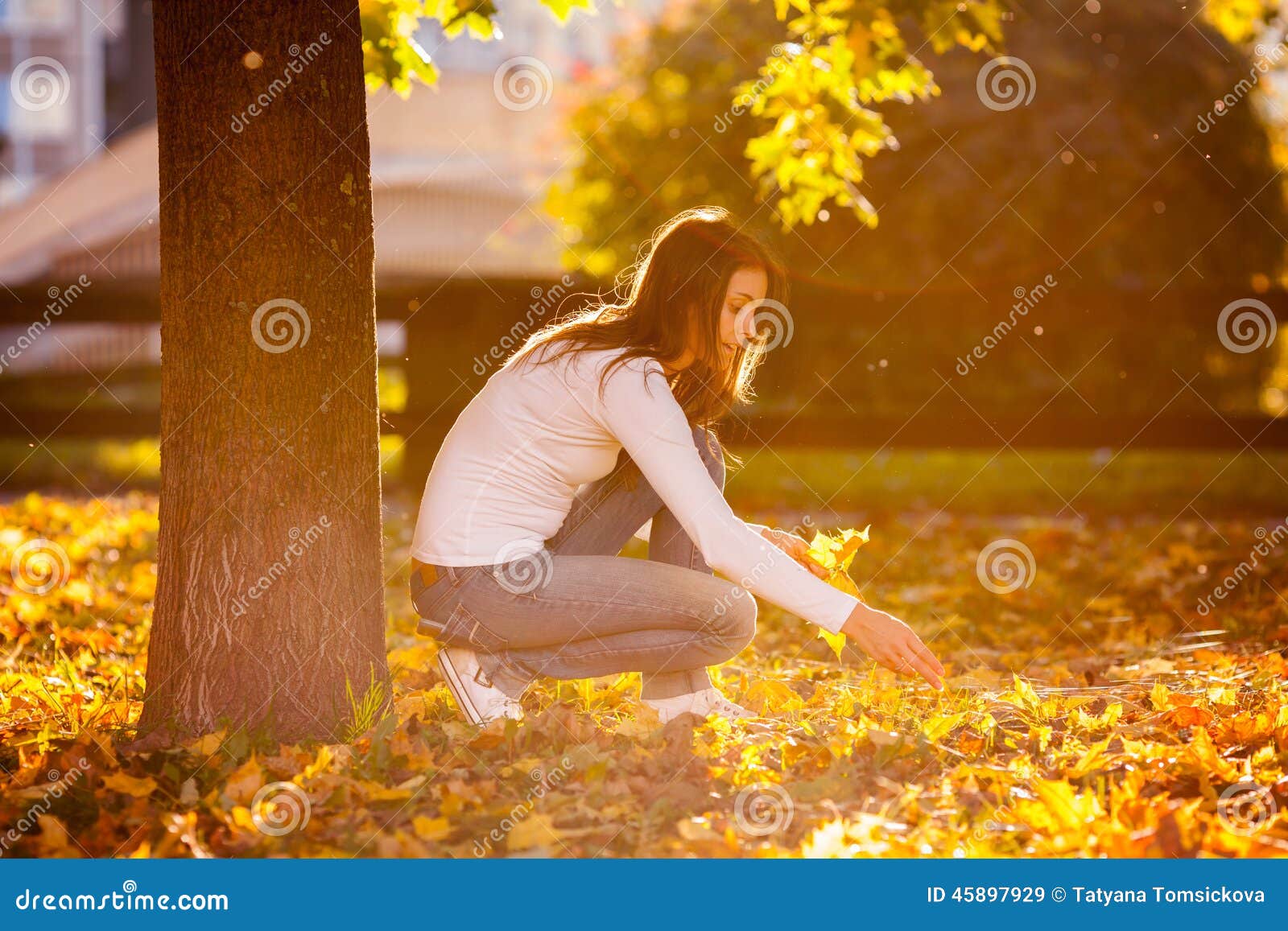 Young Woman Sitting Next To a Tree in a Park Stock Image - Image of ...