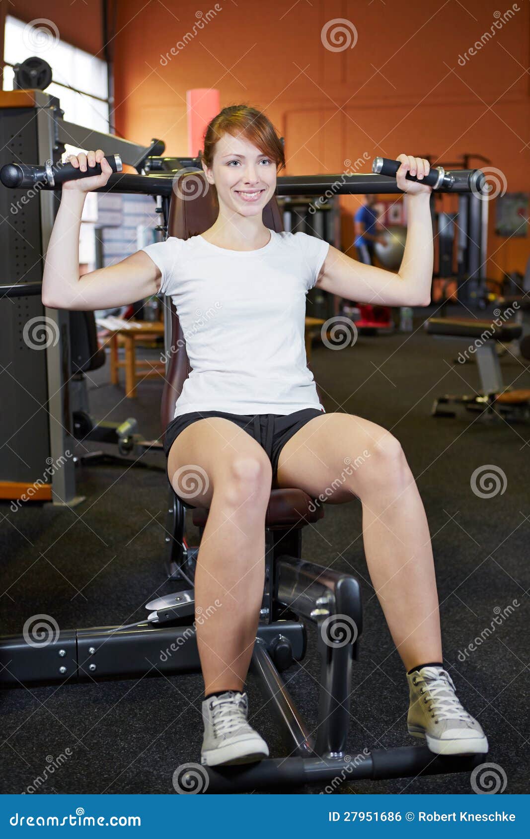 Young Woman Sitting on Shoulder Stock Photo - Image of muscle, shoulder ...