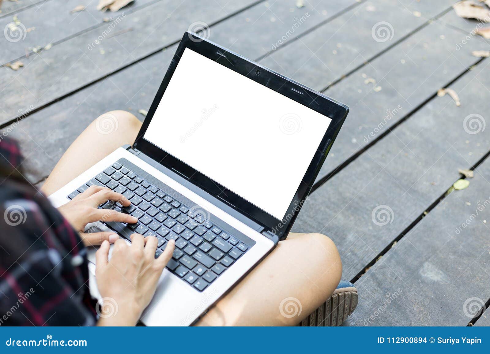 Young Woman Sitting Using Laptop Computer Stock Photo - Image of people ...