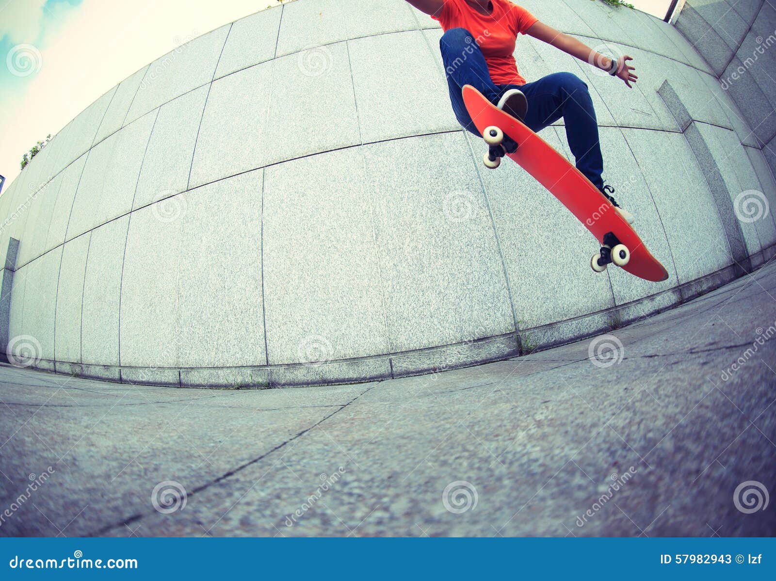 Young Woman Skateboard Practice Stock Image - Image of action ...