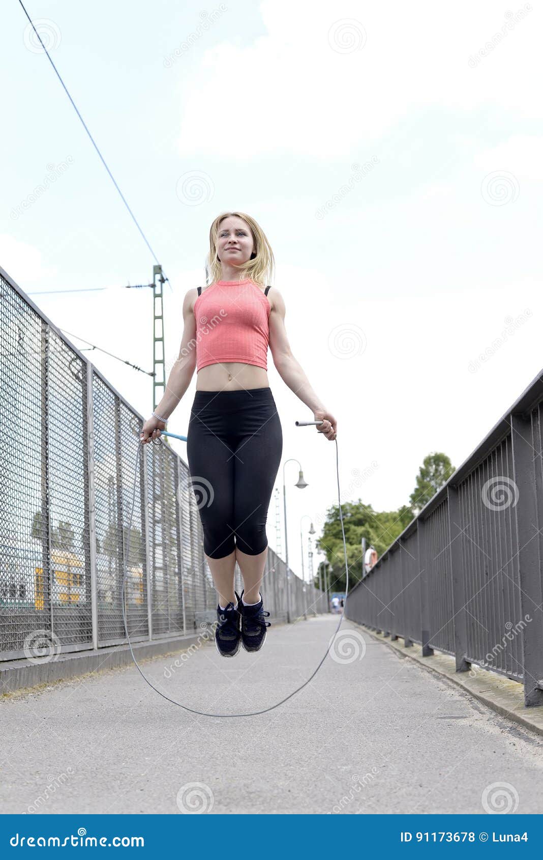 Young woman skipping stock photo. Image of gymnastics - 91173678