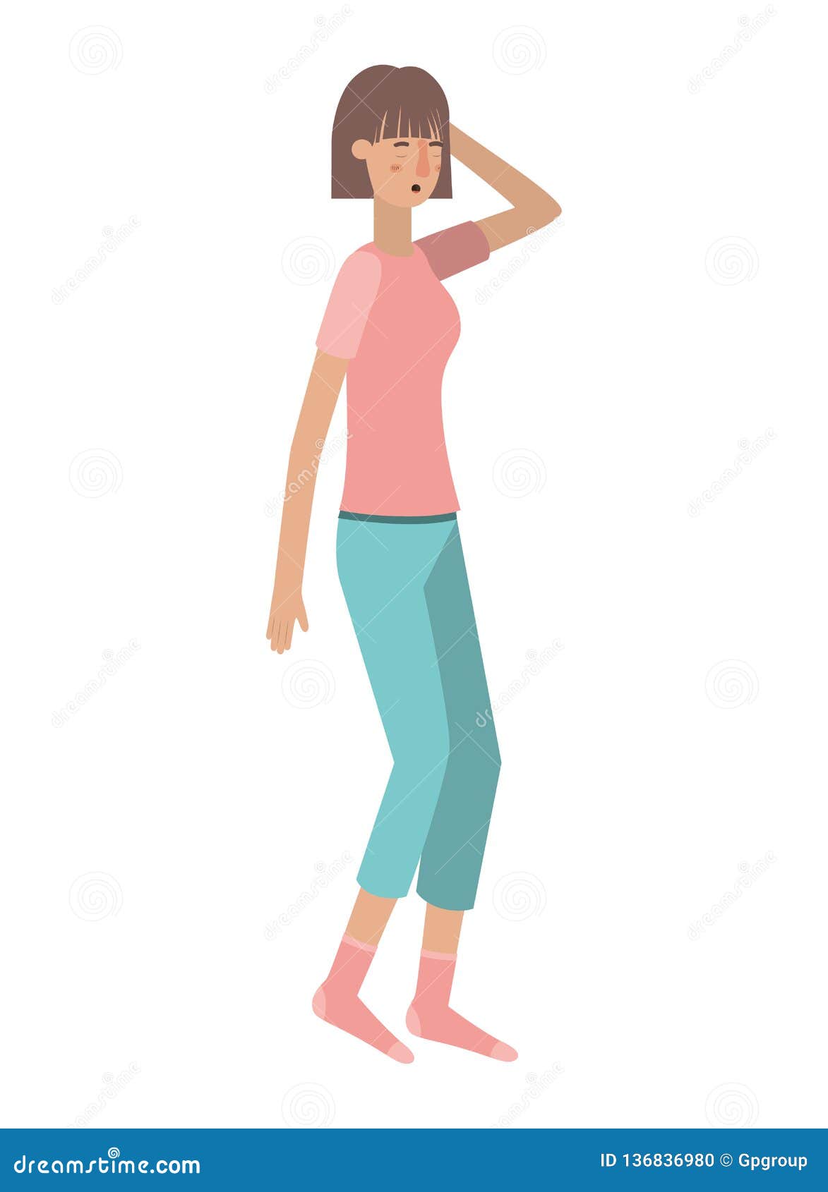 Young Woman with Sleeping Pose Avatar Character Stock Vector ...