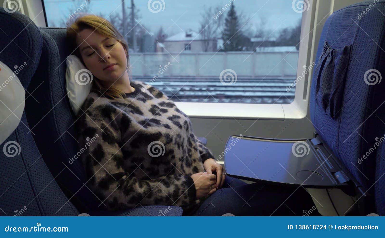 Young Woman Sleeping in a Train Stock Footage - Video of girl, beauty ...
