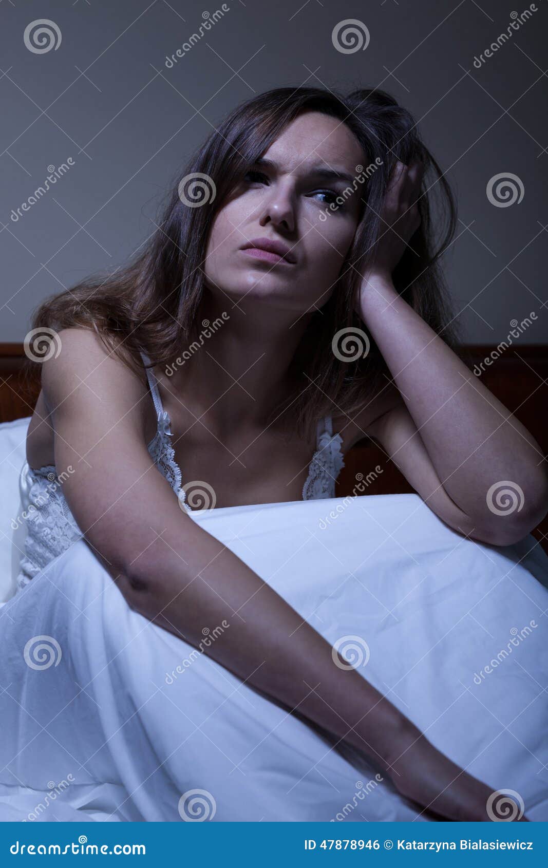 Young Woman with Sleeplessness Stock Photo - Image of bedding ...
