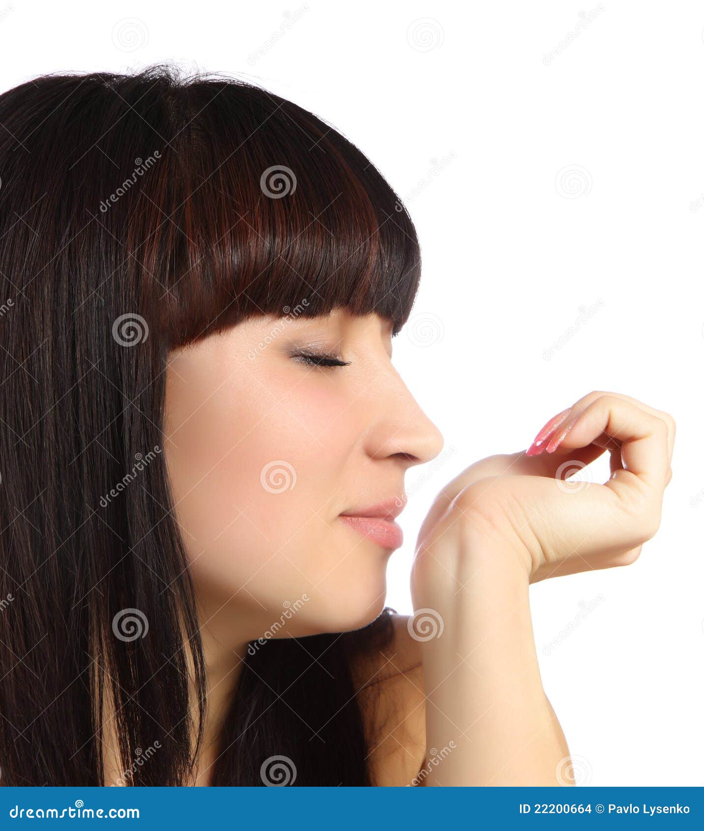 Young Woman Smelling Perfume Stock Photo - Image of hair, aroma: 22200664