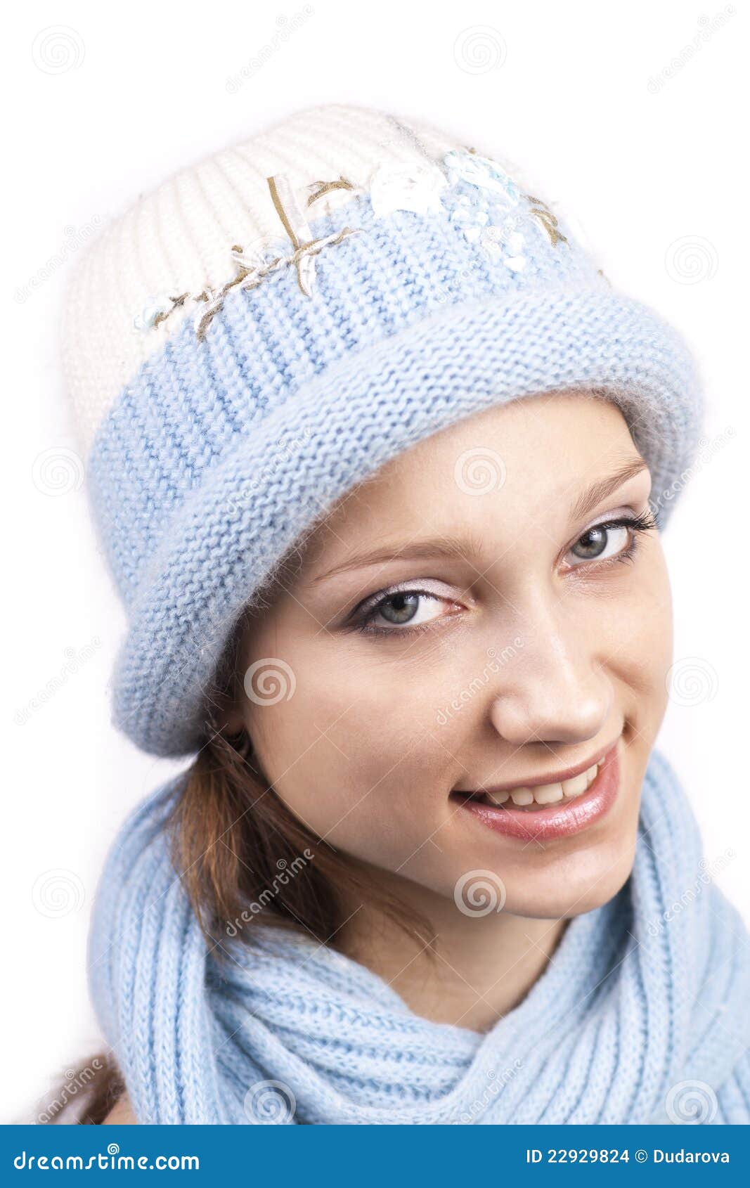 Young Woman Smiling in a Blue Cap Stock Photo - Image of happy ...
