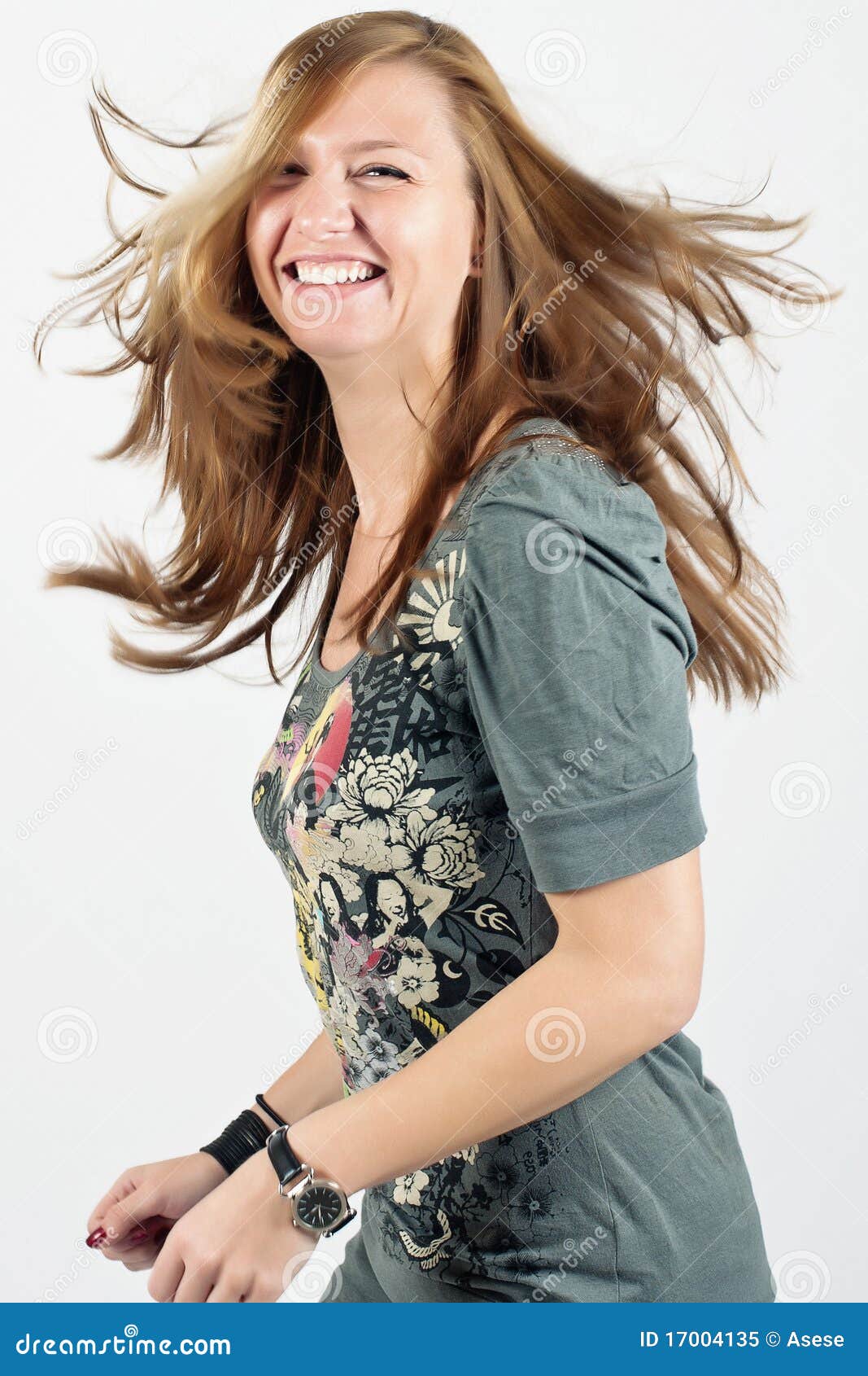 Young Woman Smiling and Dancing Stock Image - Image of lady, closeup ...