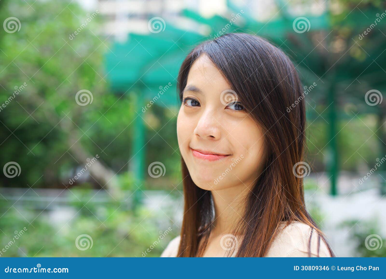 Young Woman Smiling Friendly Stock Photo - Image of asian, closeup ...