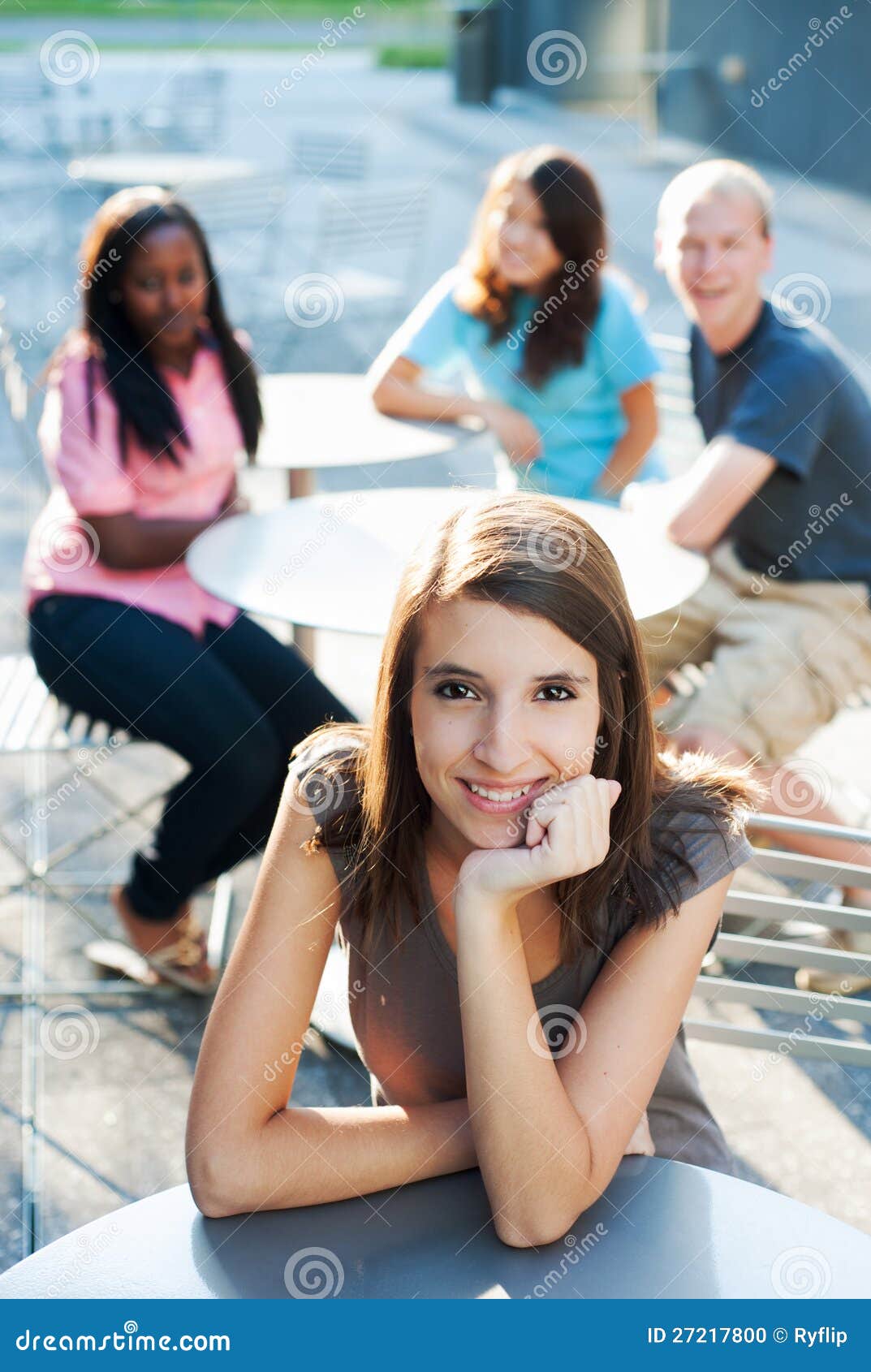 Young Woman Smiling with Friends Stock Photo - Image of student, person ...