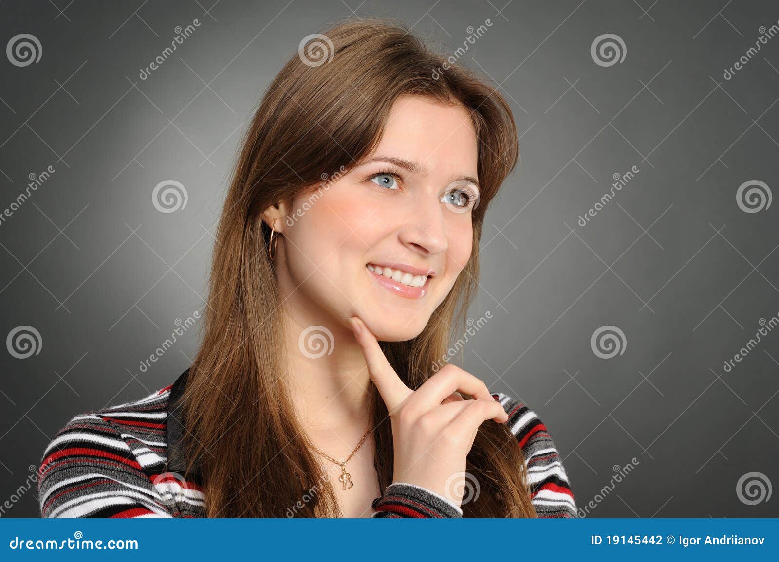 Young Woman, Smiling And Looking Aside Stock Photo - Image of modern ...