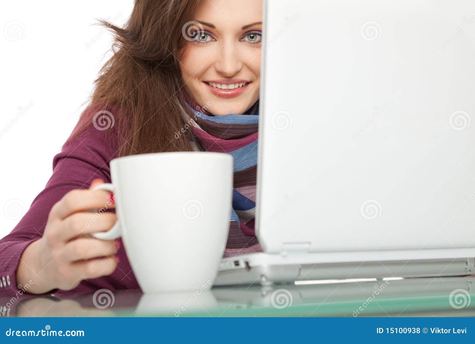 Young woman smilinglaptop stock photo. Image of posing - 15100938