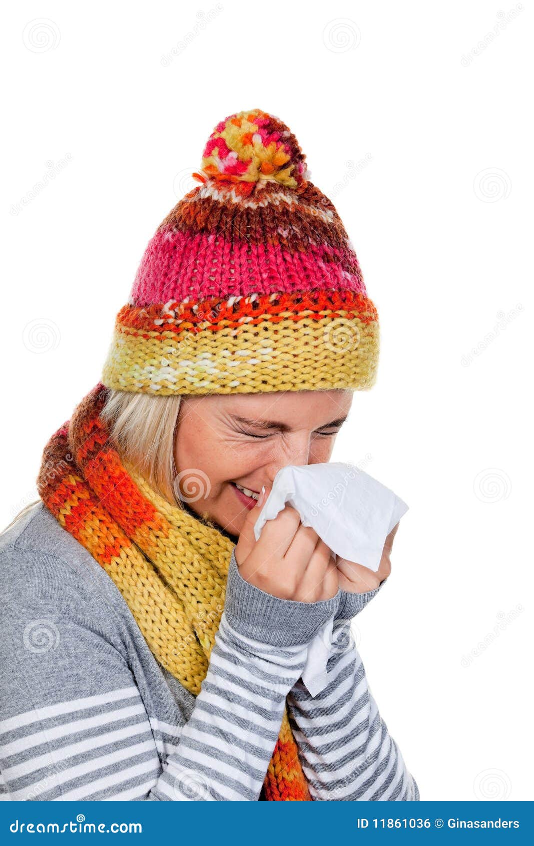 Young Woman Sneezing stock photo. Image of influenza - 11861036