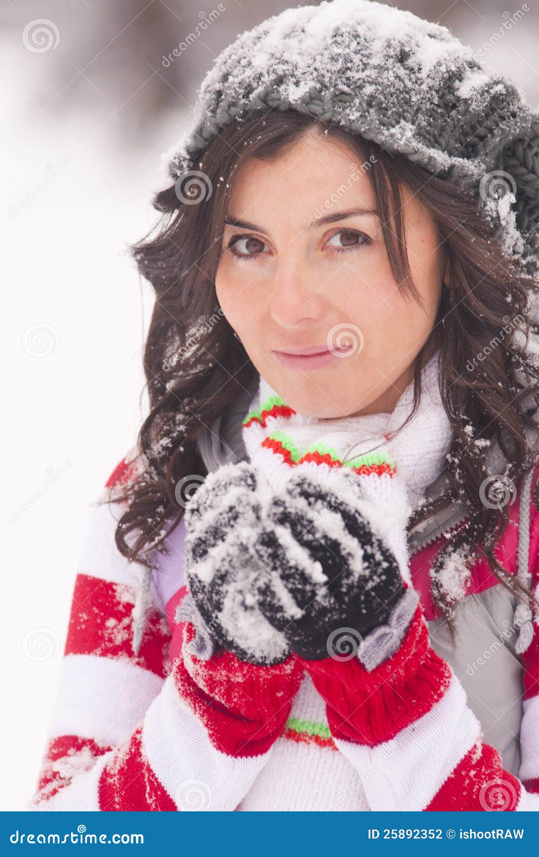 Young woman in snow stock photo. Image of hair, covered - 25892352