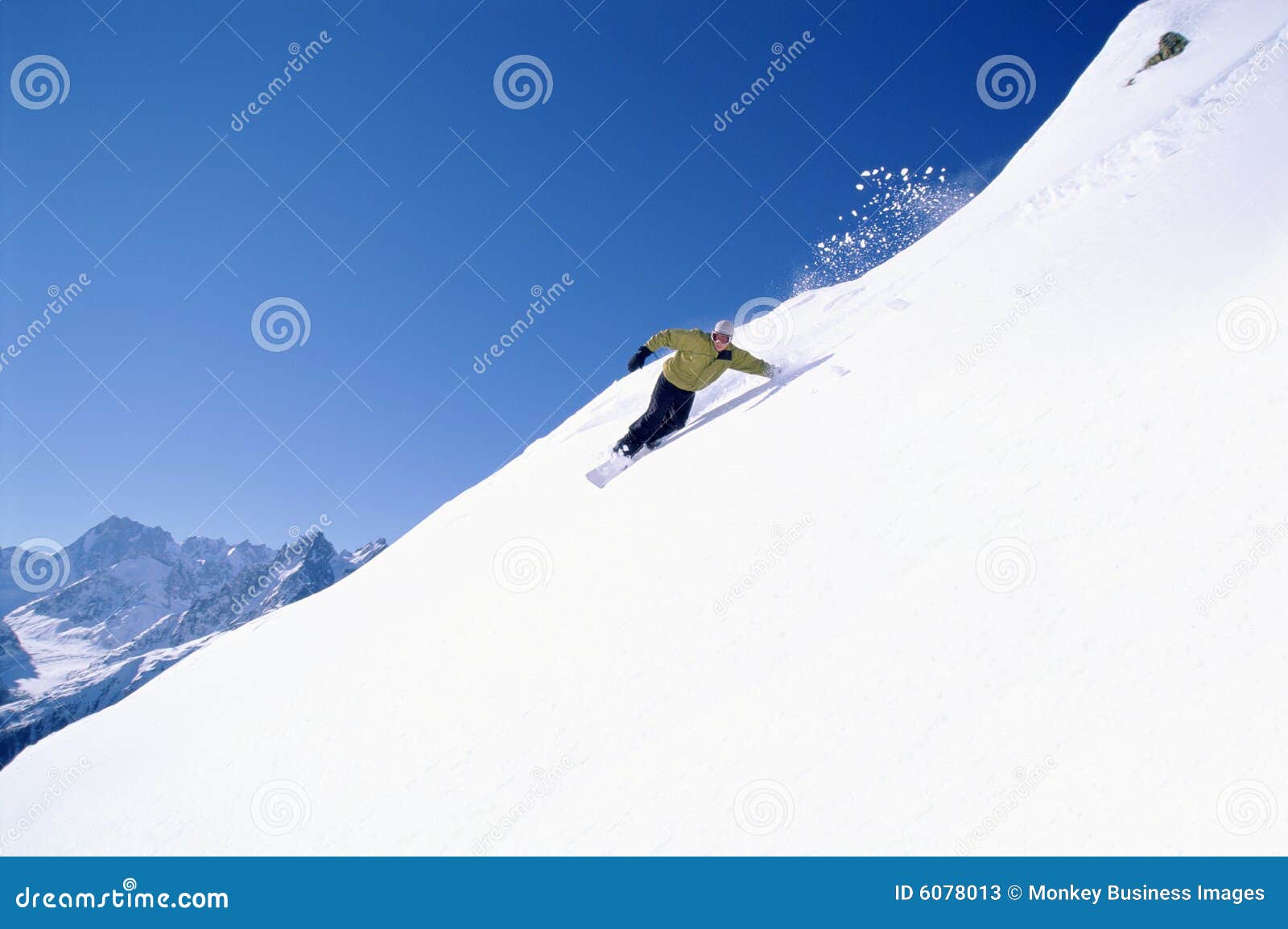 Young woman snowboarding stock image. Image of action - 6078013