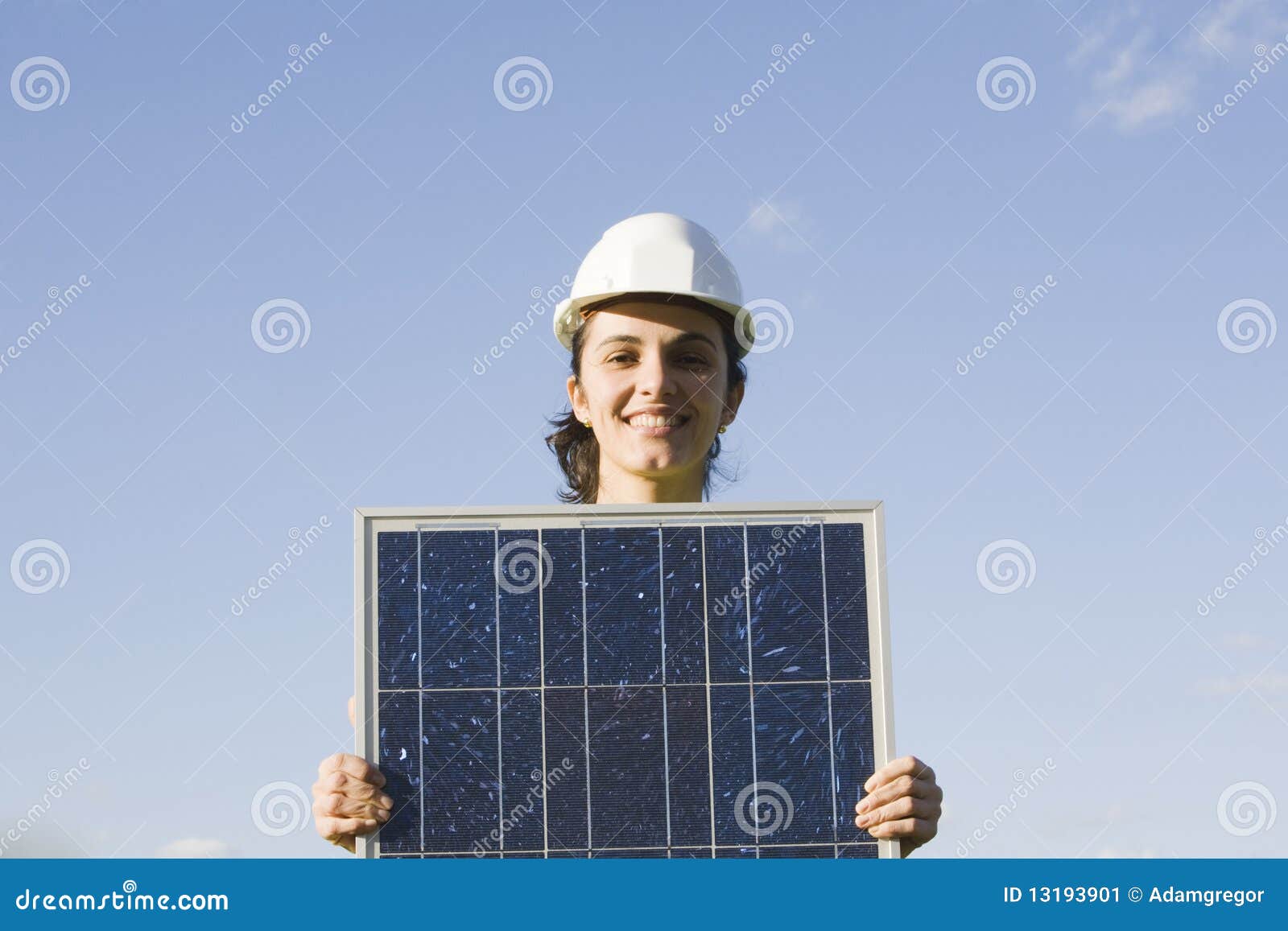 Young Woman with a Solar Panel Stock Image - Image of outdoors, people ...