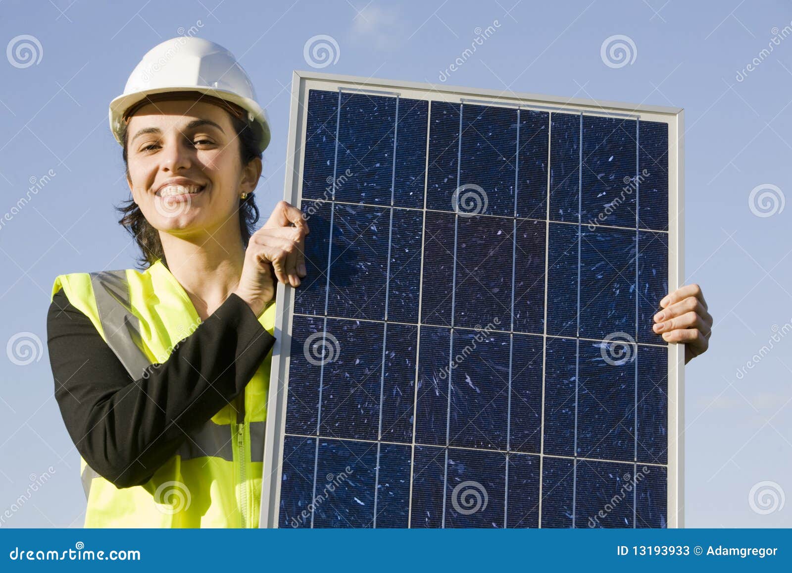 Young Woman with a Solar Panel Stock Image - Image of adult, solar ...