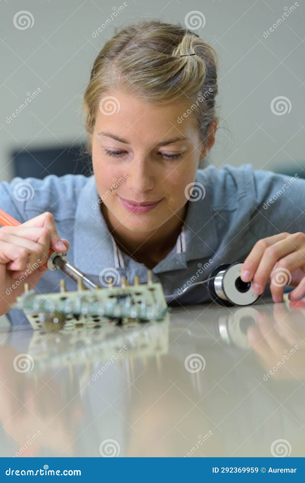 Young Woman Soldering Iron and Other Tools Stock Image - Image of cable ...