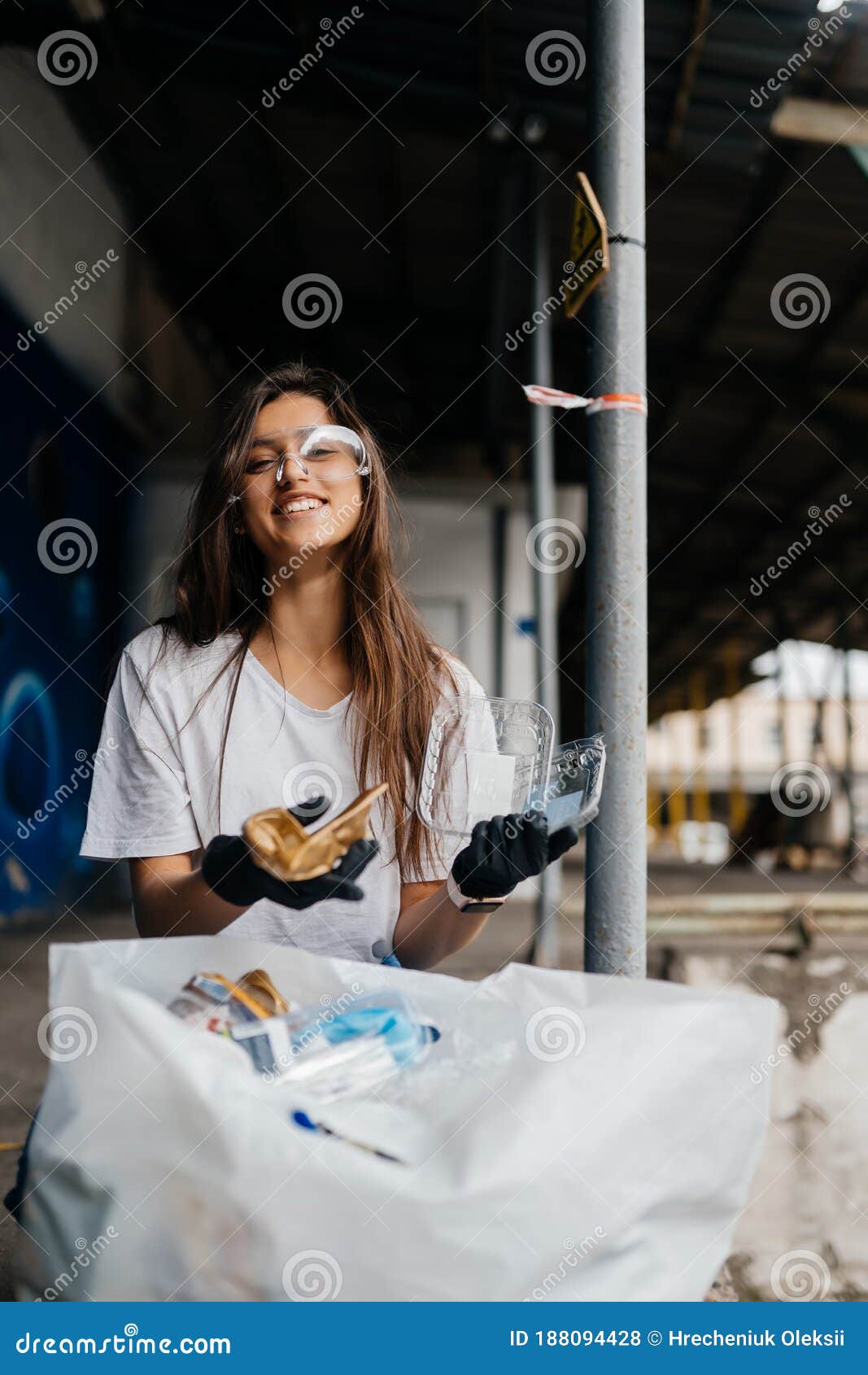 Young Woman Sorting Garbage. Concept of Recycling. Zero Waste Stock ...