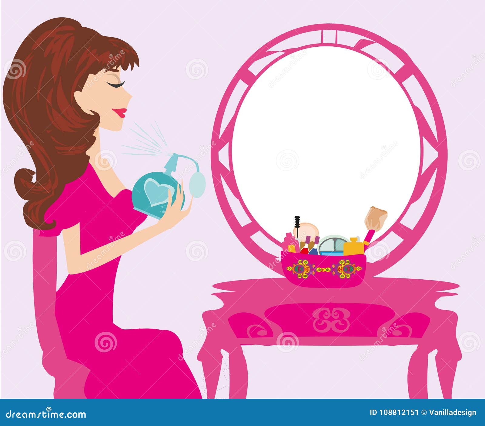 Young Woman Spraying Perfume on Herself Stock Vector - Illustration of ... Young Woman Spraying Perfume on Herself Stock Vector - Illustration of ...