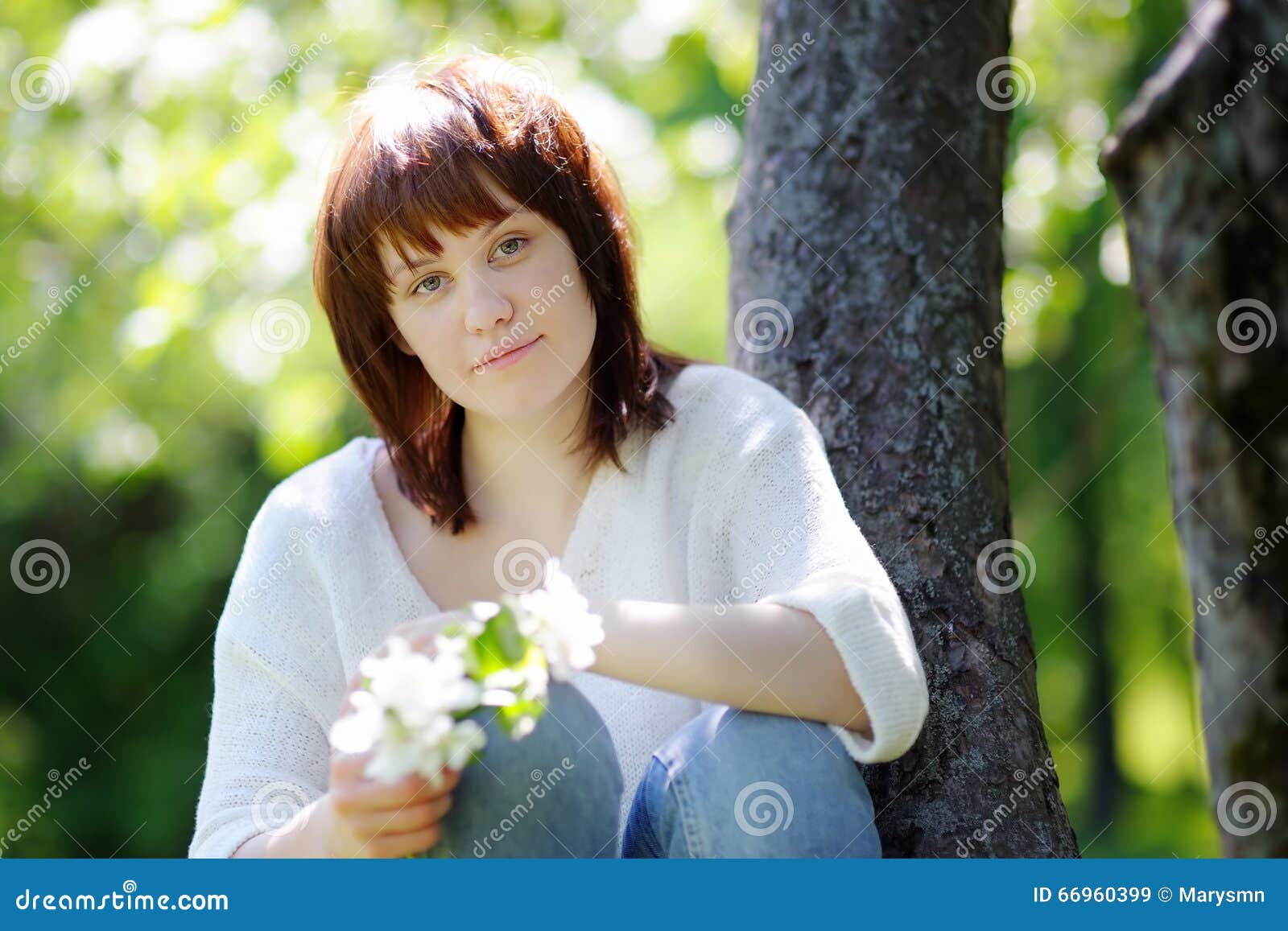 Young woman in the spring stock image. Image of model - 66960399