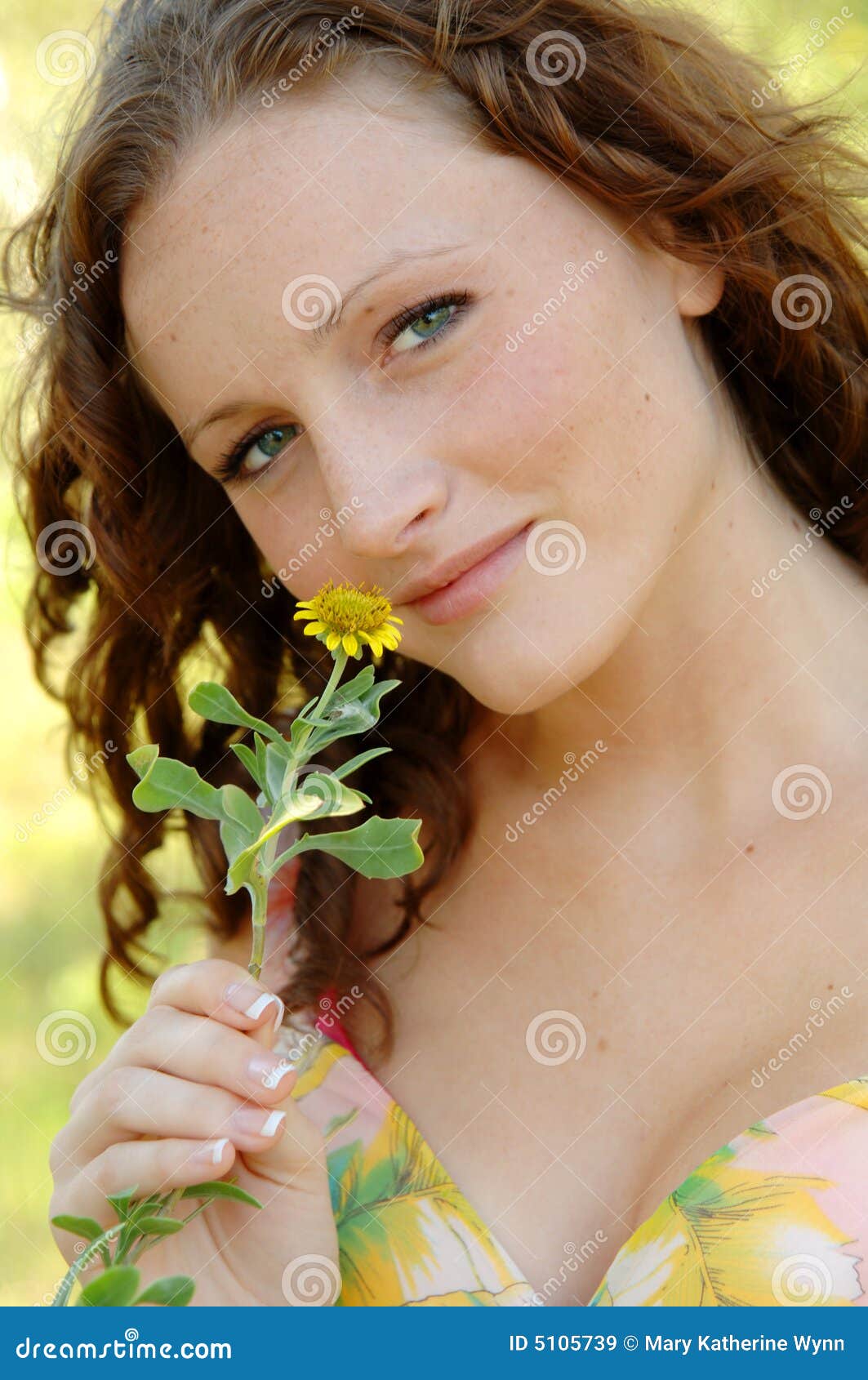 Young woman spring time stock image. Image of green, curly - 5105739