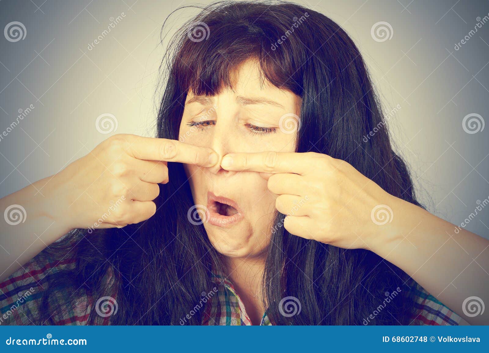 Young Woman Squeezing Pimples on Her Nose Stock Photo - Image of ...