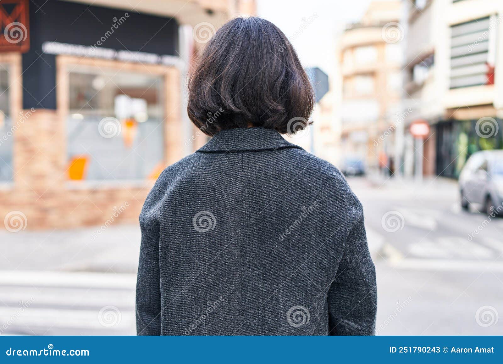 Young Woman Standing on Back View at Street Stock Image - Image of ...